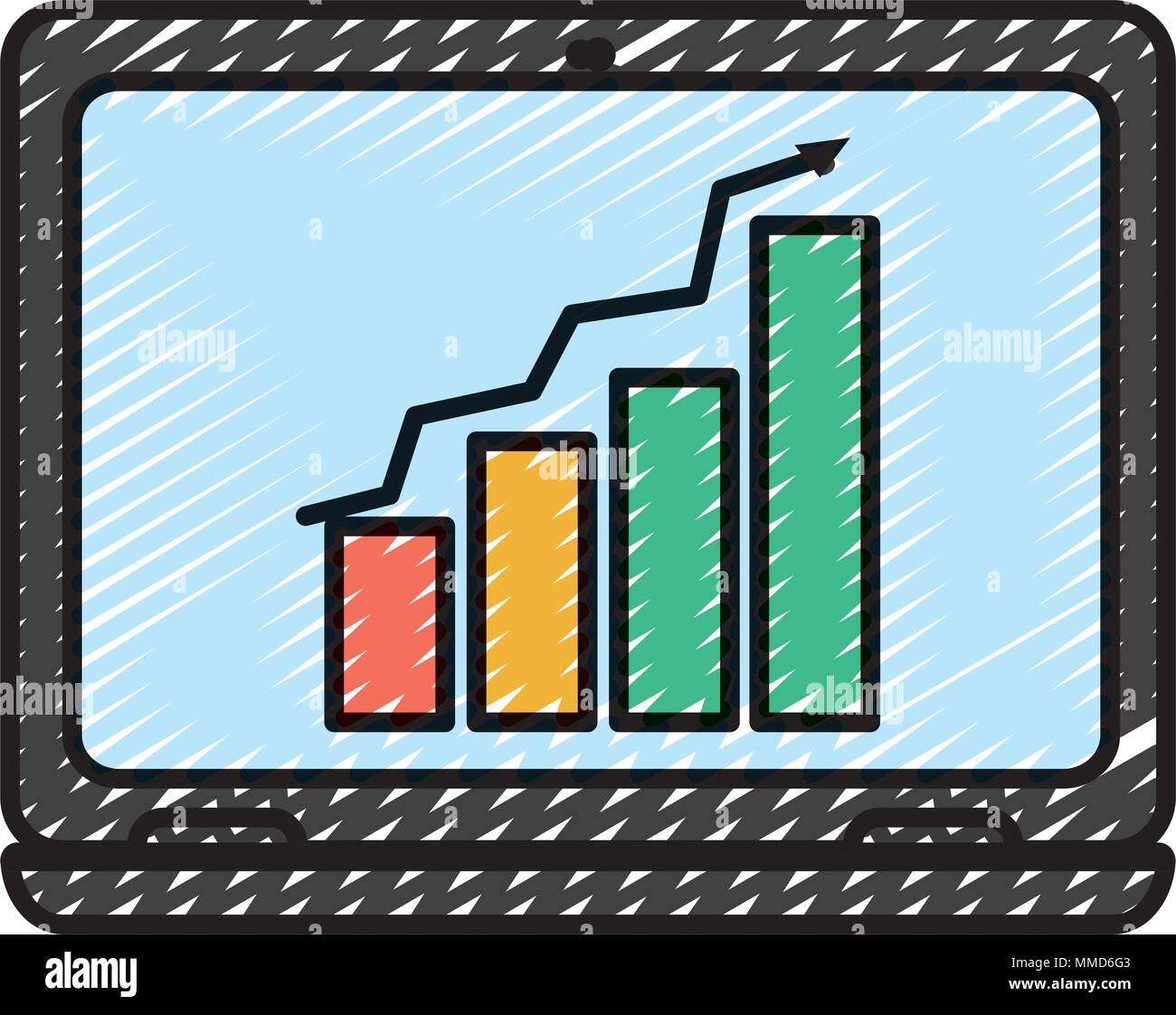 doodle graphic statistics bar growing inside laptop Stock Vector Image ...