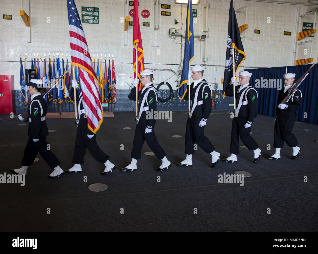 171019-N-GY005-0016 NORFOLK, Va. (Oct. 19, 2017) -- USS Gerald R. Ford's (CVN 78) color guard ...