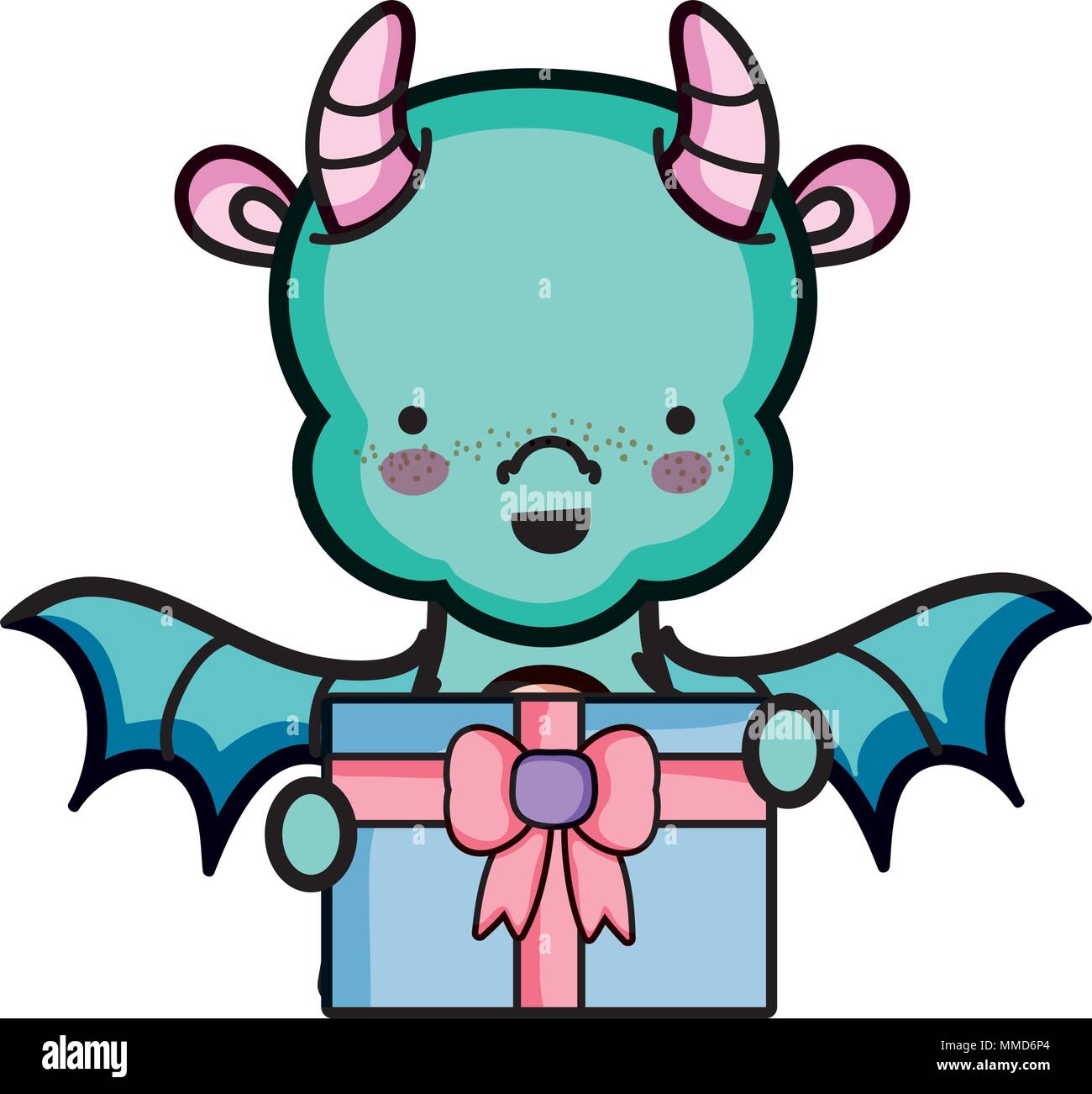 cute dragon with present gift in the hands Stock Vector Image & Art - Alamy