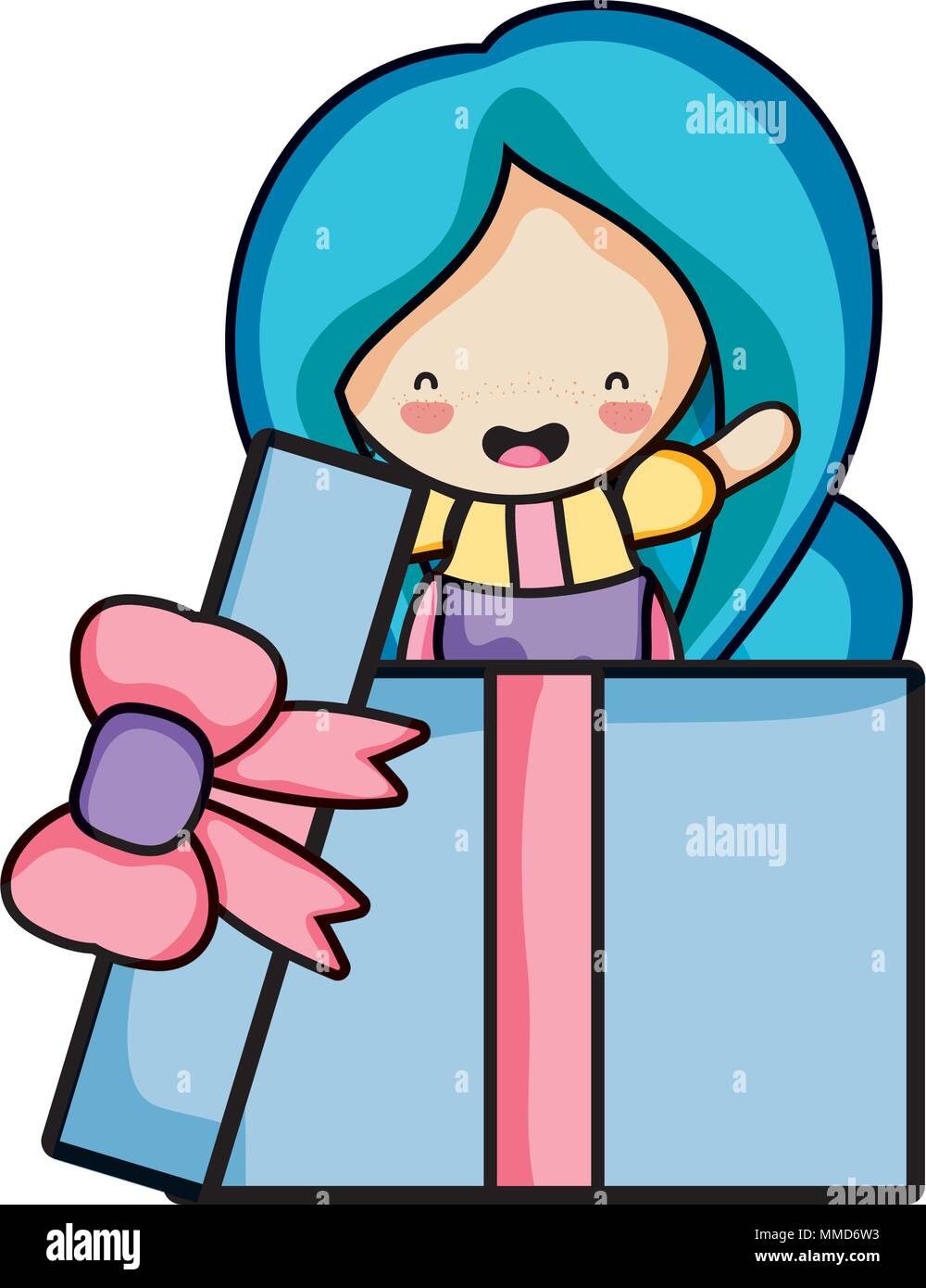 woman with long hairstyle inside present gift Stock Vector Image & Art ...