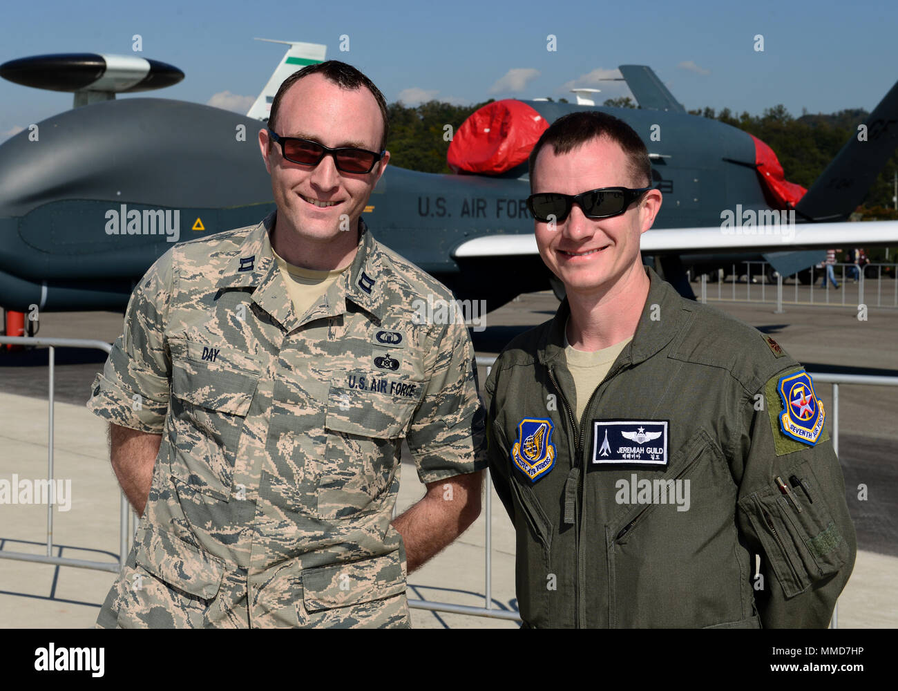 U.S. Air Force Capt. Michael Day, Ground Boss at Seoul ADEX, and Maj ...