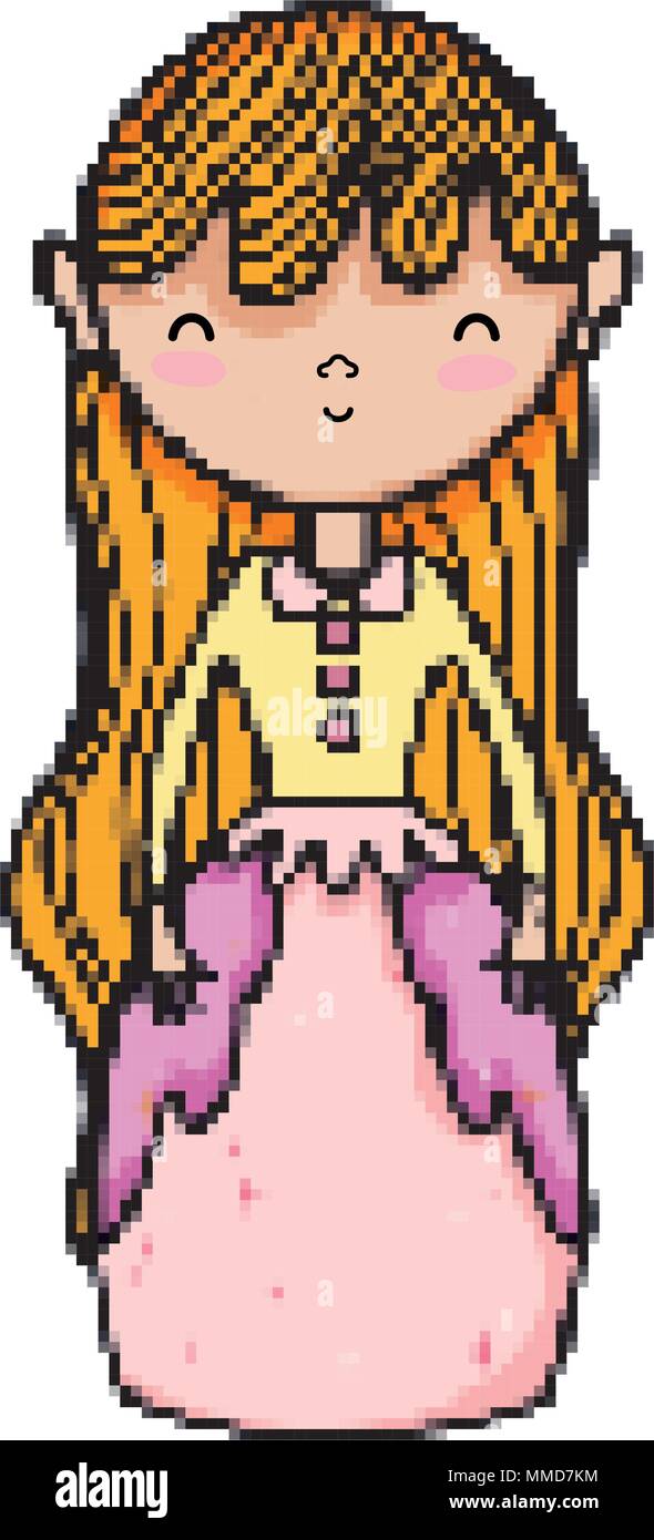 pixel princess with beauty hairstyle and gown Stock Vector Image & Art ...