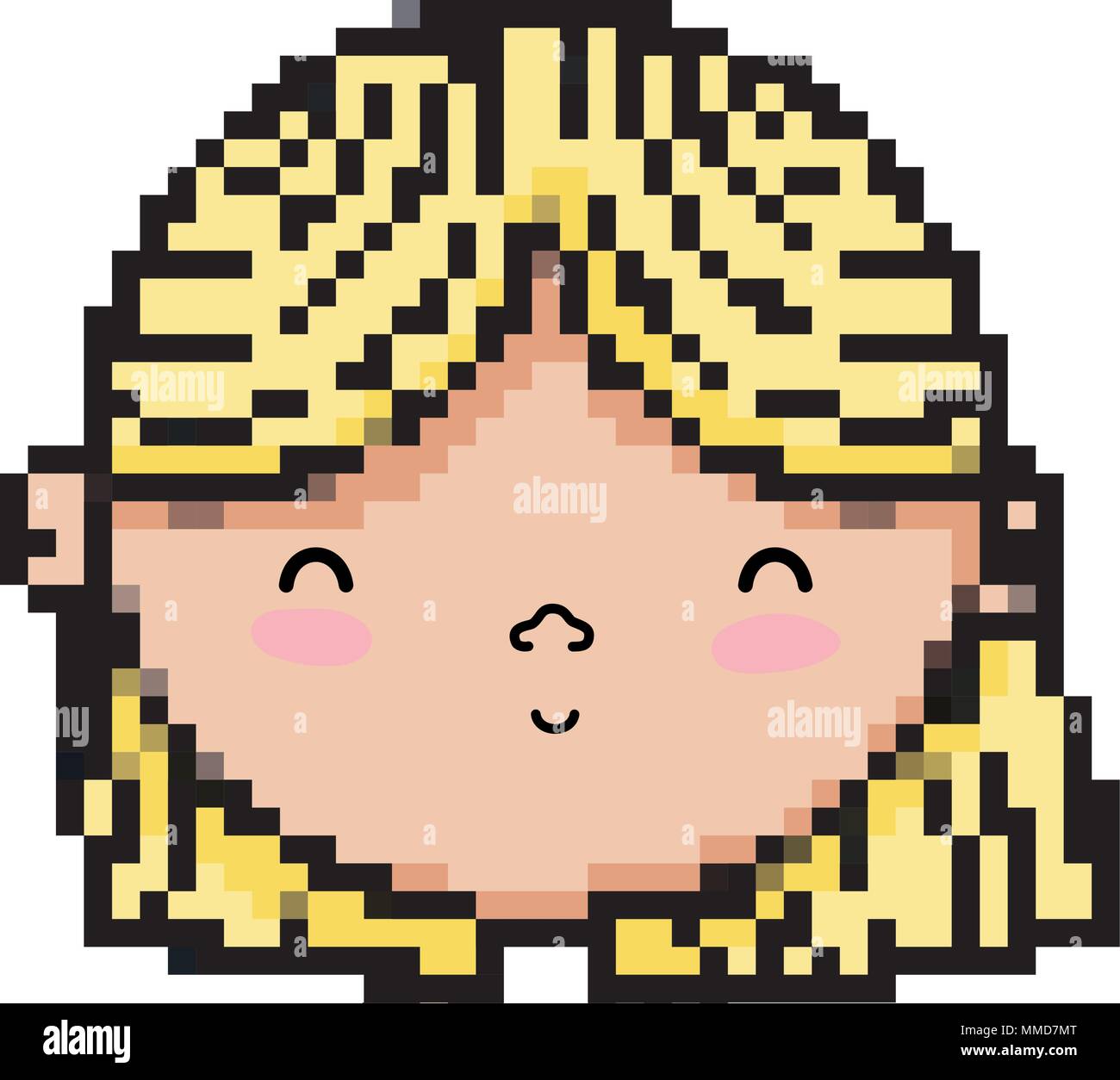 pixel happy woman head with short hair Stock Vector Image & Art - Alamy
