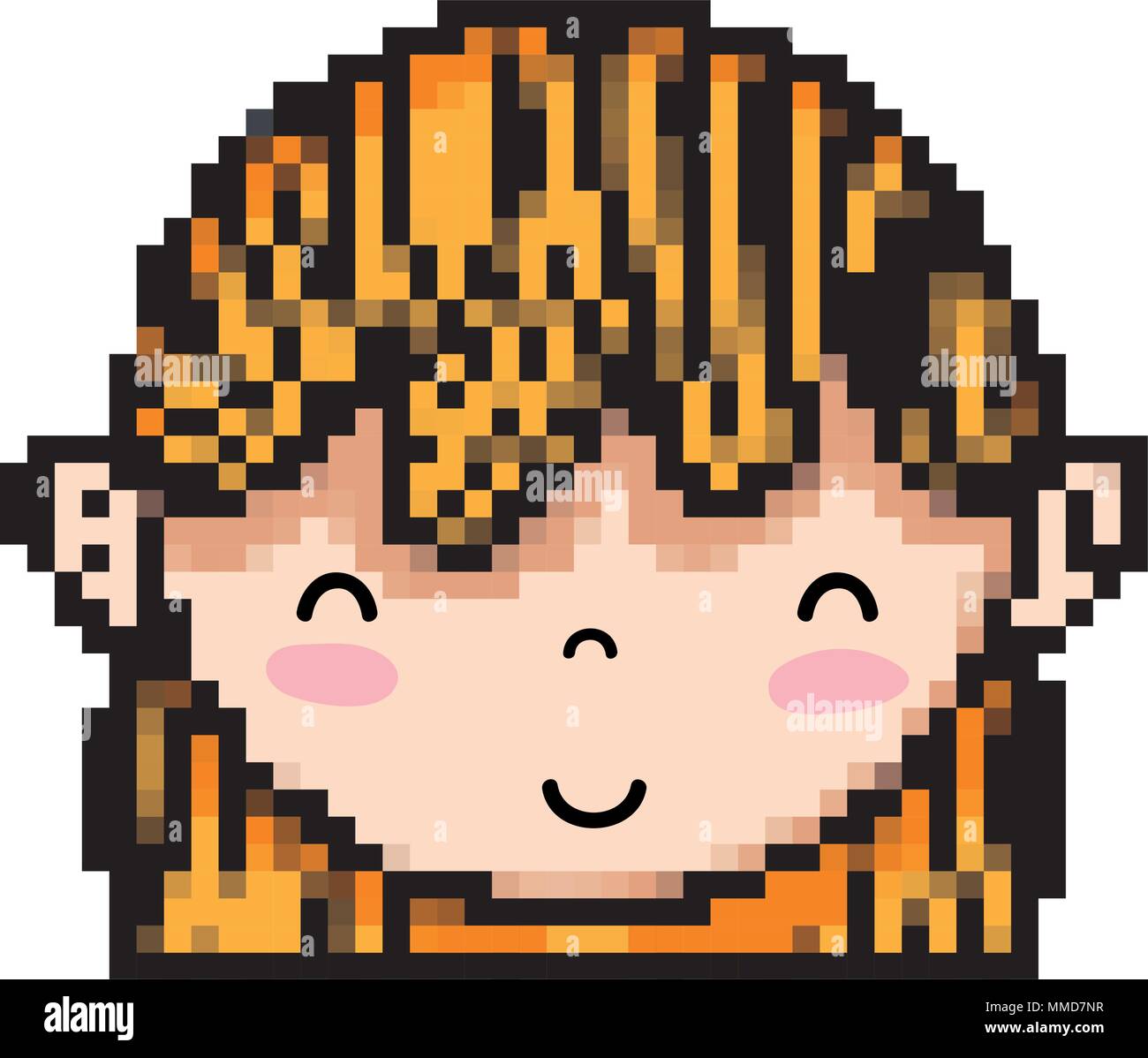 pixel woman head with short hair Stock Vector Image & Art - Alamy