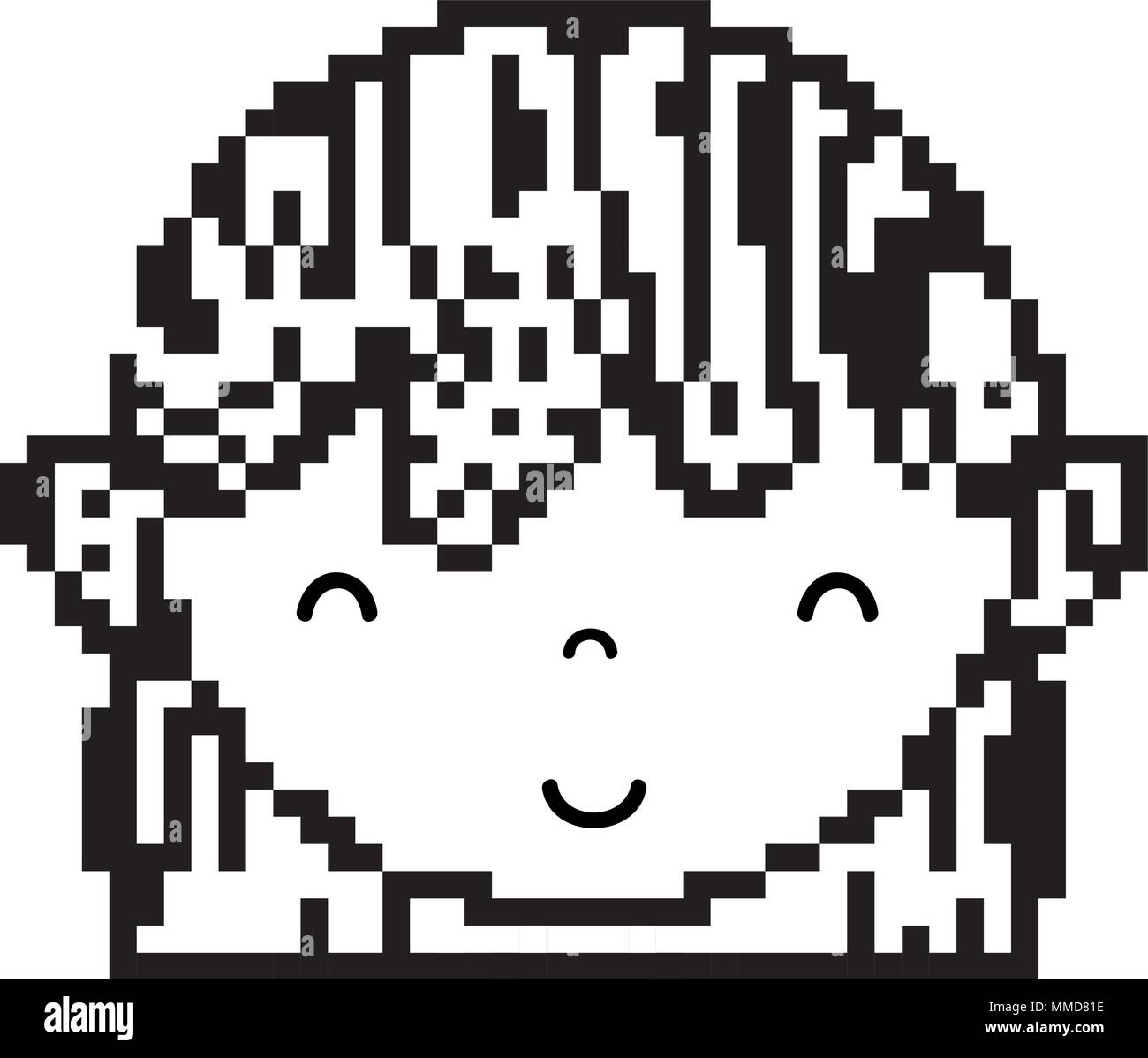 line pixel woman head with short hair Stock Vector Image & Art - Alamy