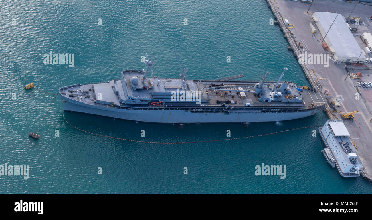 APRA HARBOR, Guam (March 15, 2018) An aerial view from above U.S. Naval ...