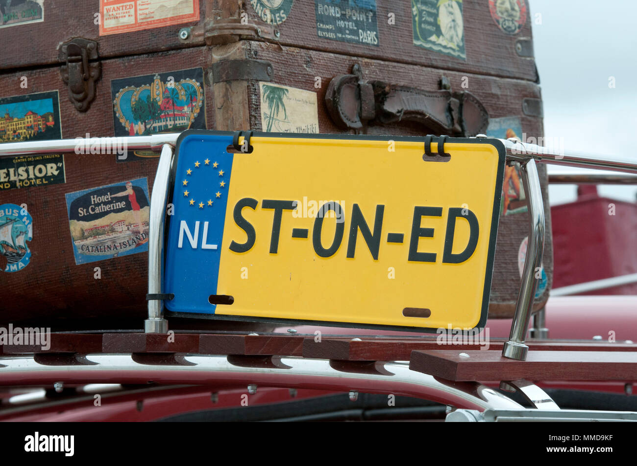 Dutch license plate saying the word "stoned Stock Photo - Alamy