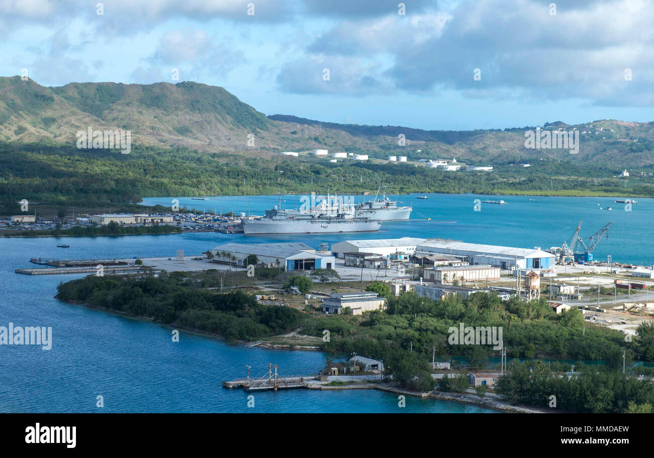 APRA HARBOR, Guam (March 15, 2018) An aerial view from above U.S. Naval ...