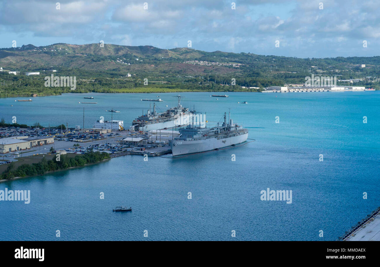 APRA HARBOR, Guam (March 15, 2018) An aerial view from above U.S. Naval ...