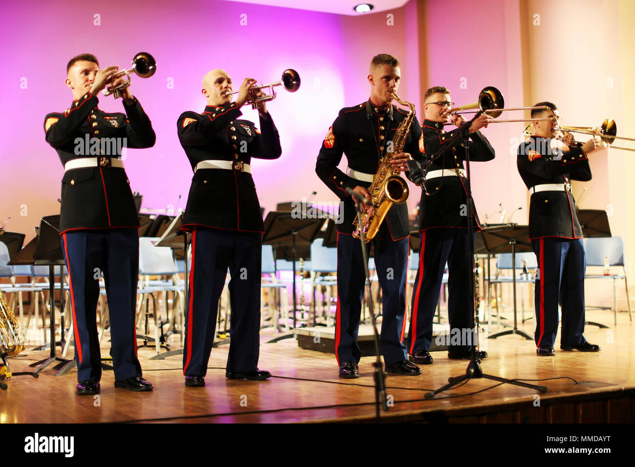 Marines with the 3rd Marine Aircraft Wing's brass band perform at the ...