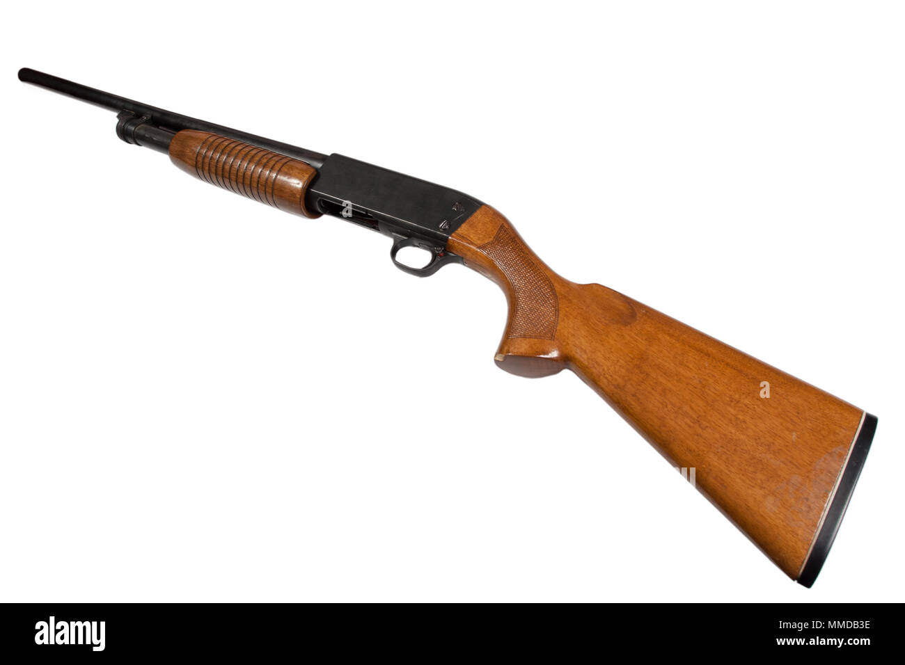 pump action shotgun isolated on white Stock Photo - Alamy