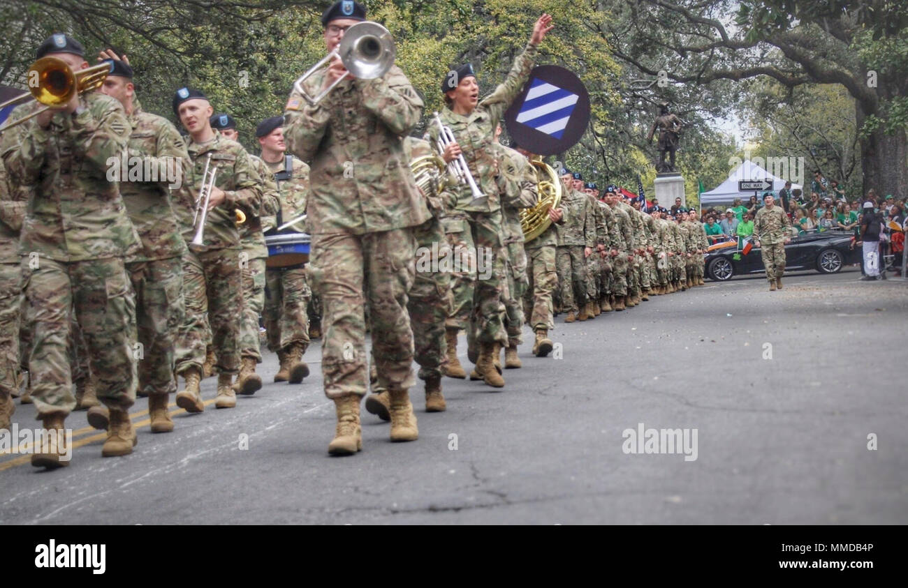 Soldiers with the 3rd Infantry Division band entertain the crowd while ...
