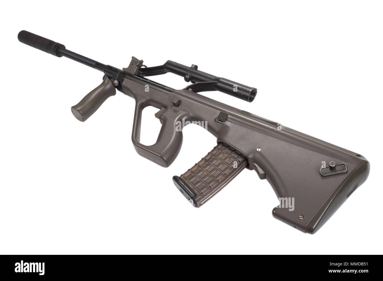 Steyer Aug assault rifle with silencer Stock Photo - Alamy