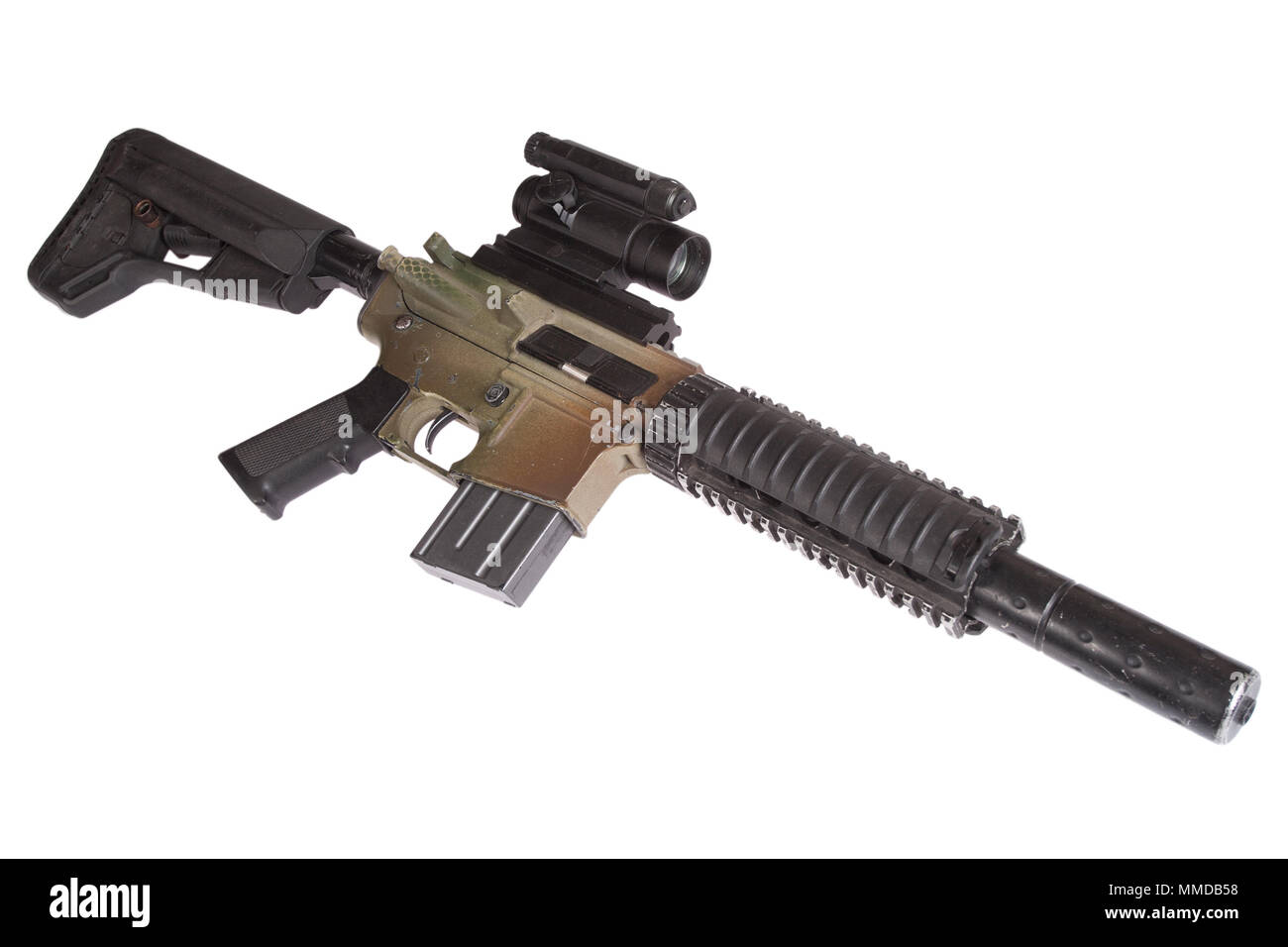 Special Operations rifle with gunsight isolated on a white background ...