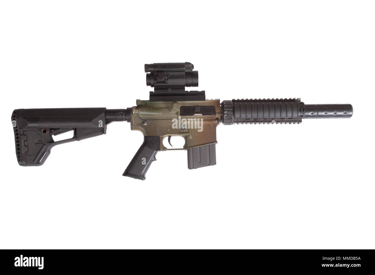 Special Operations rifle with gunsight isolated on a white background ...