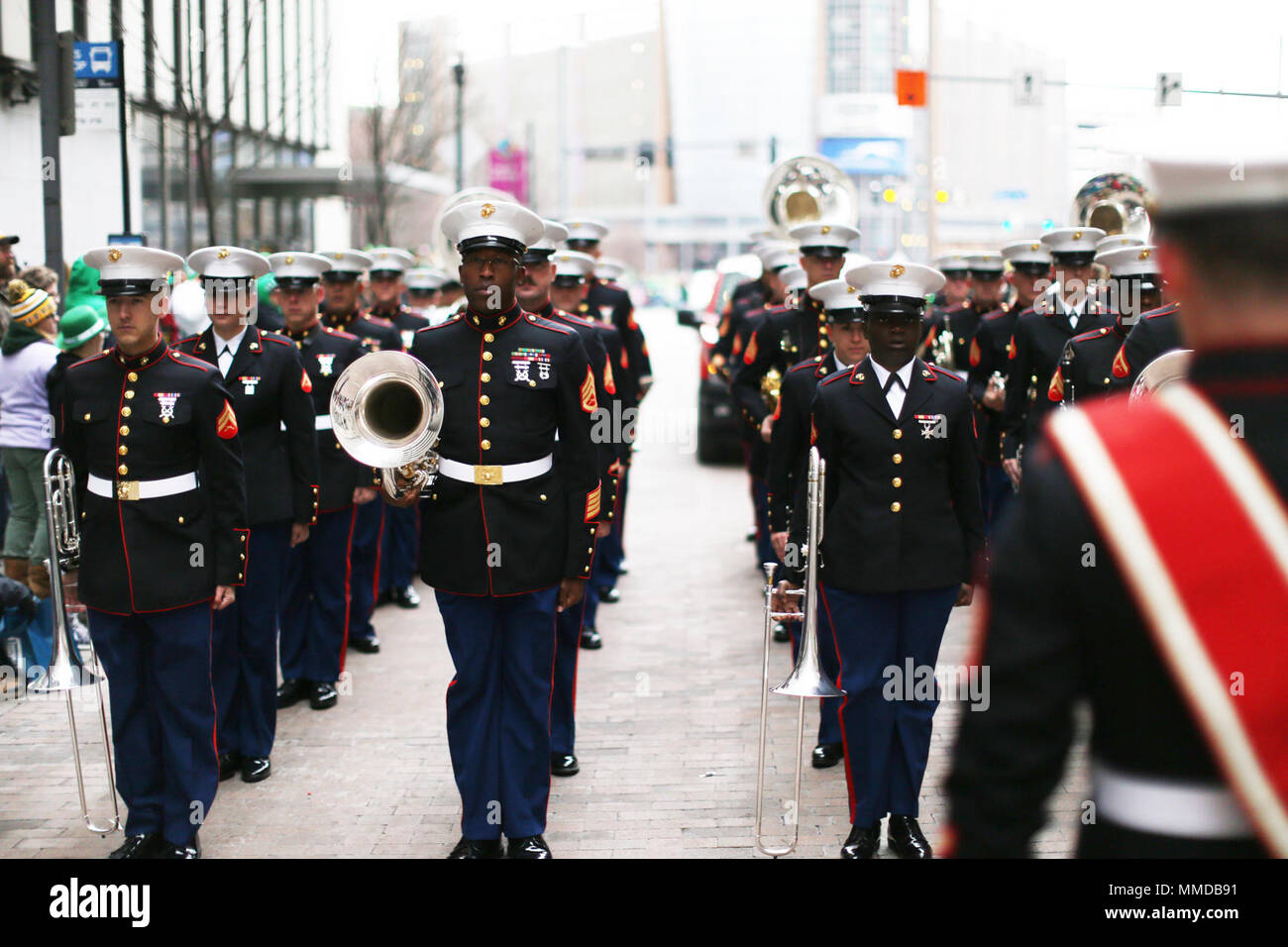 Marines with the 3rd Marine Aircraft Wing band perform during Pittsburg ...