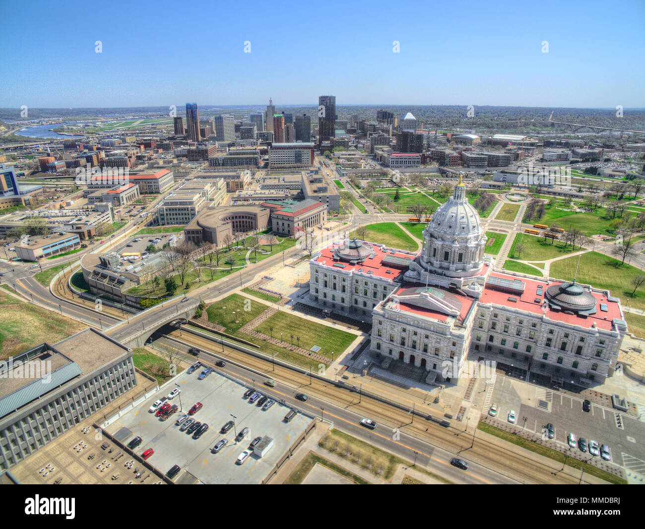 St. Paul is the State Capitol of Minnesota seen from above by Drone ...