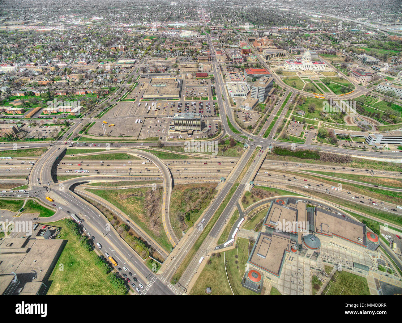 St. Paul is the State Capitol of Minnesota seen from above by Drone ...