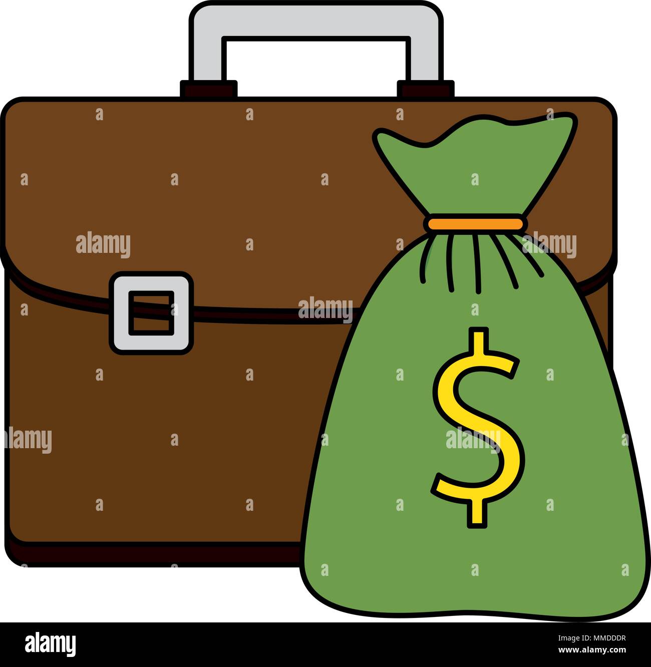 money bag with portfolio vector illustration design Stock Vector Image ...