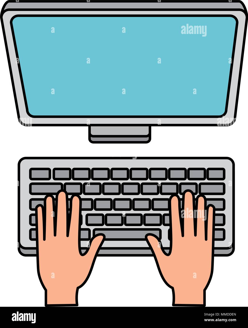hands using computer desktop vector illustration design Stock Vector ...