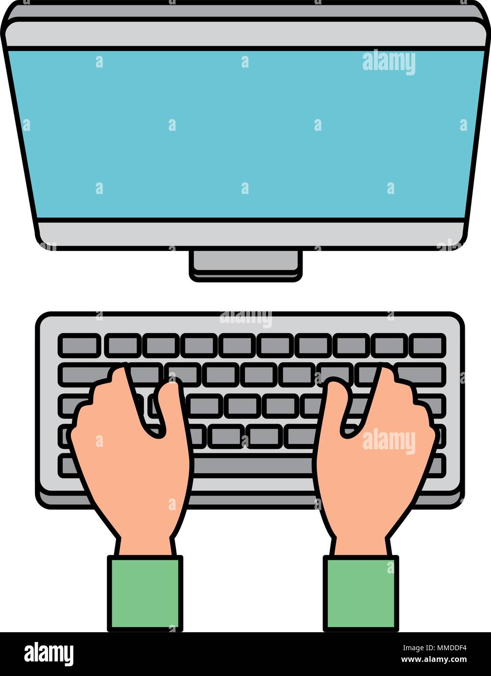hands using computer desktop vector illustration design Stock Vector ...