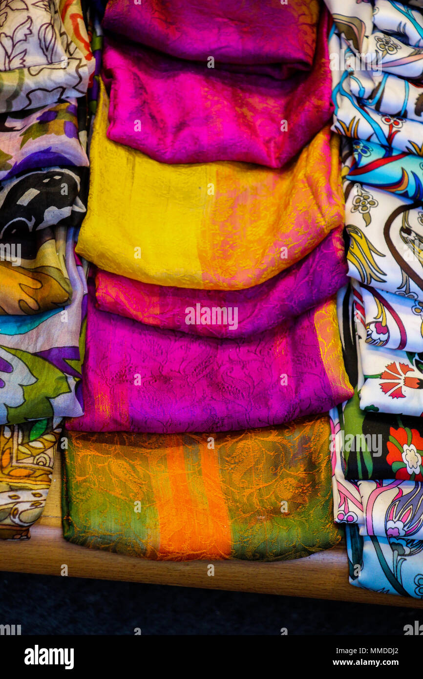 Examples of colorful fabric of various color and type Stock Photo - Alamy