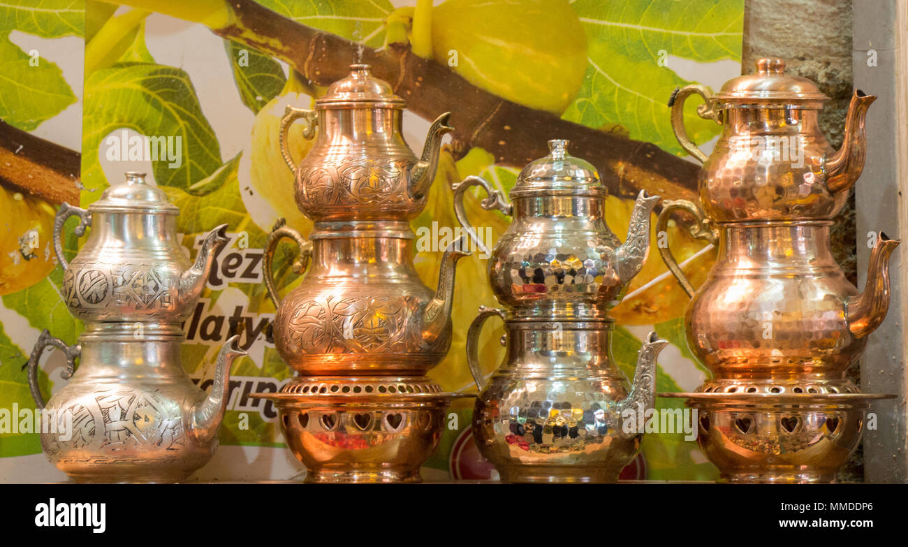 Turkish tea pot made in a traditional style Stock Photo - Alamy