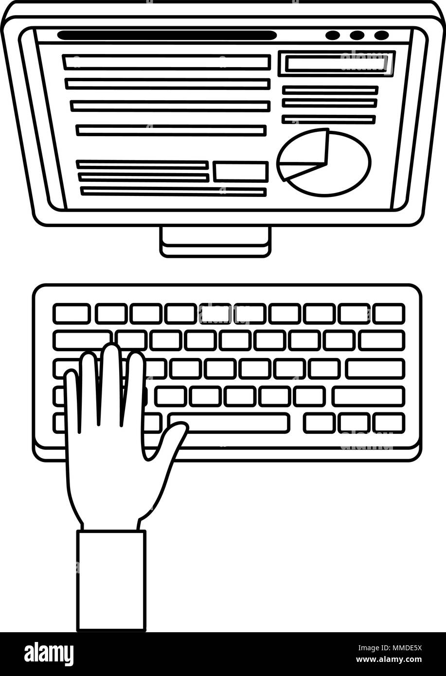 desktop computer with statistics information vector illustration design ...