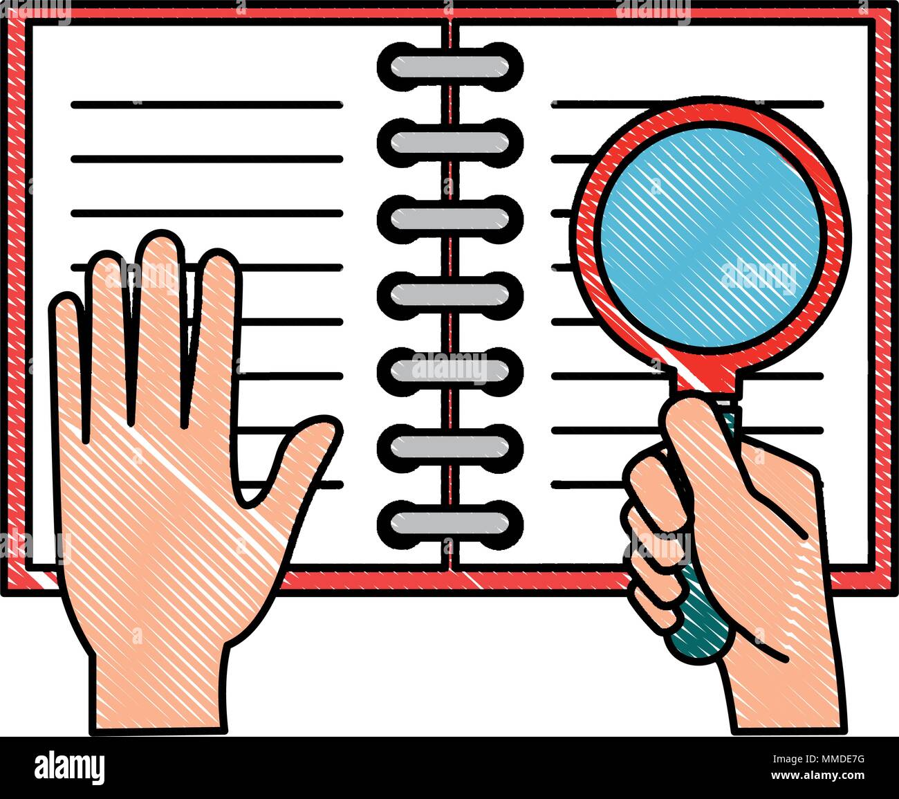 office notebook with magnifying glass Stock Vector Image & Art - Alamy