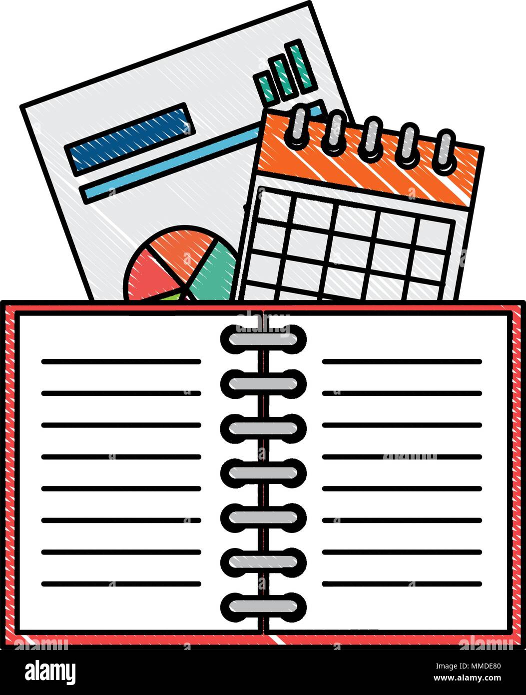office notebook with calendar and documents Stock Vector Image & Art ...