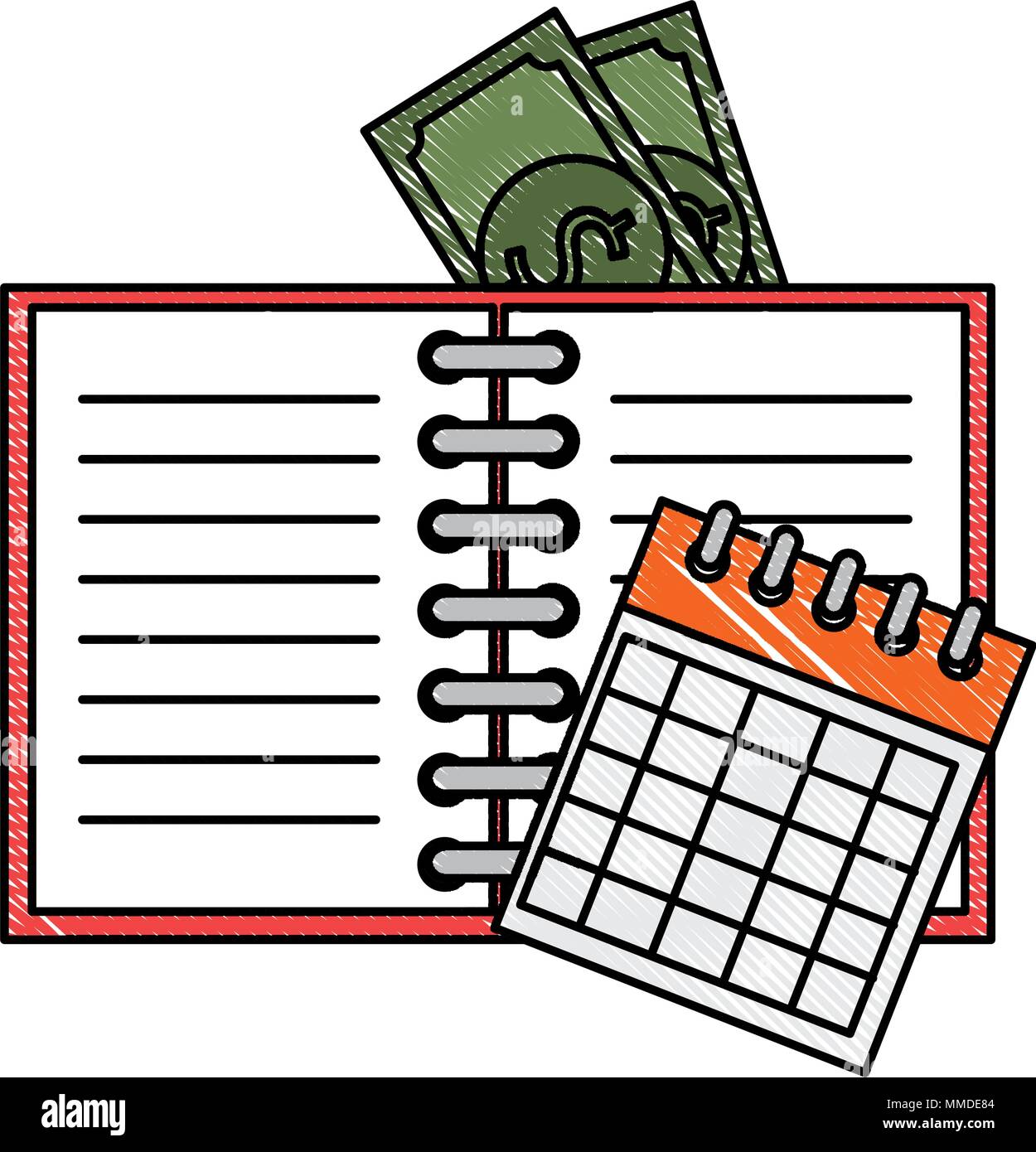 office notebook with bills and calendar Stock Vector Image & Art - Alamy