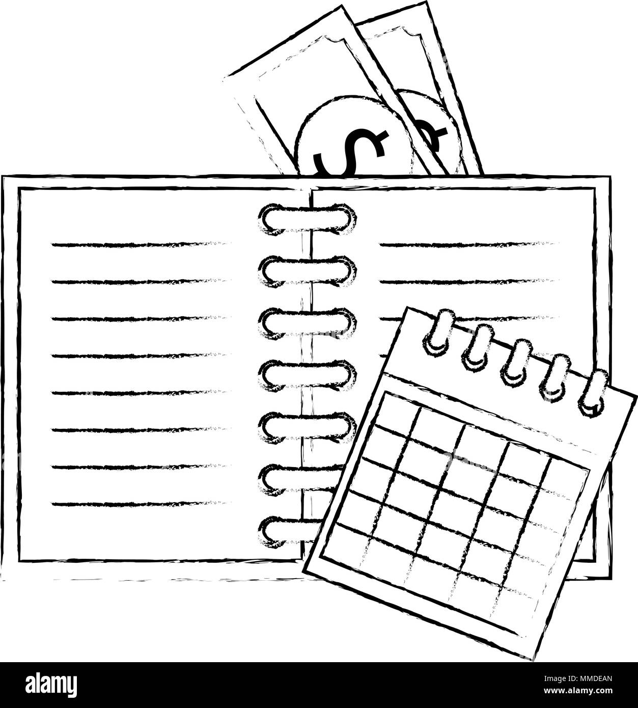 office notebook with bills and calendar Stock Vector Image & Art - Alamy