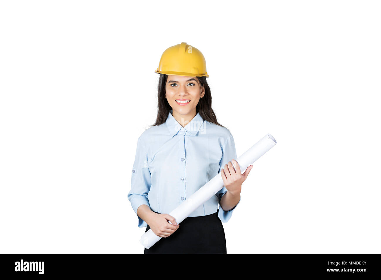 Engineer woman blueprints hi-res stock photography and images - Alamy