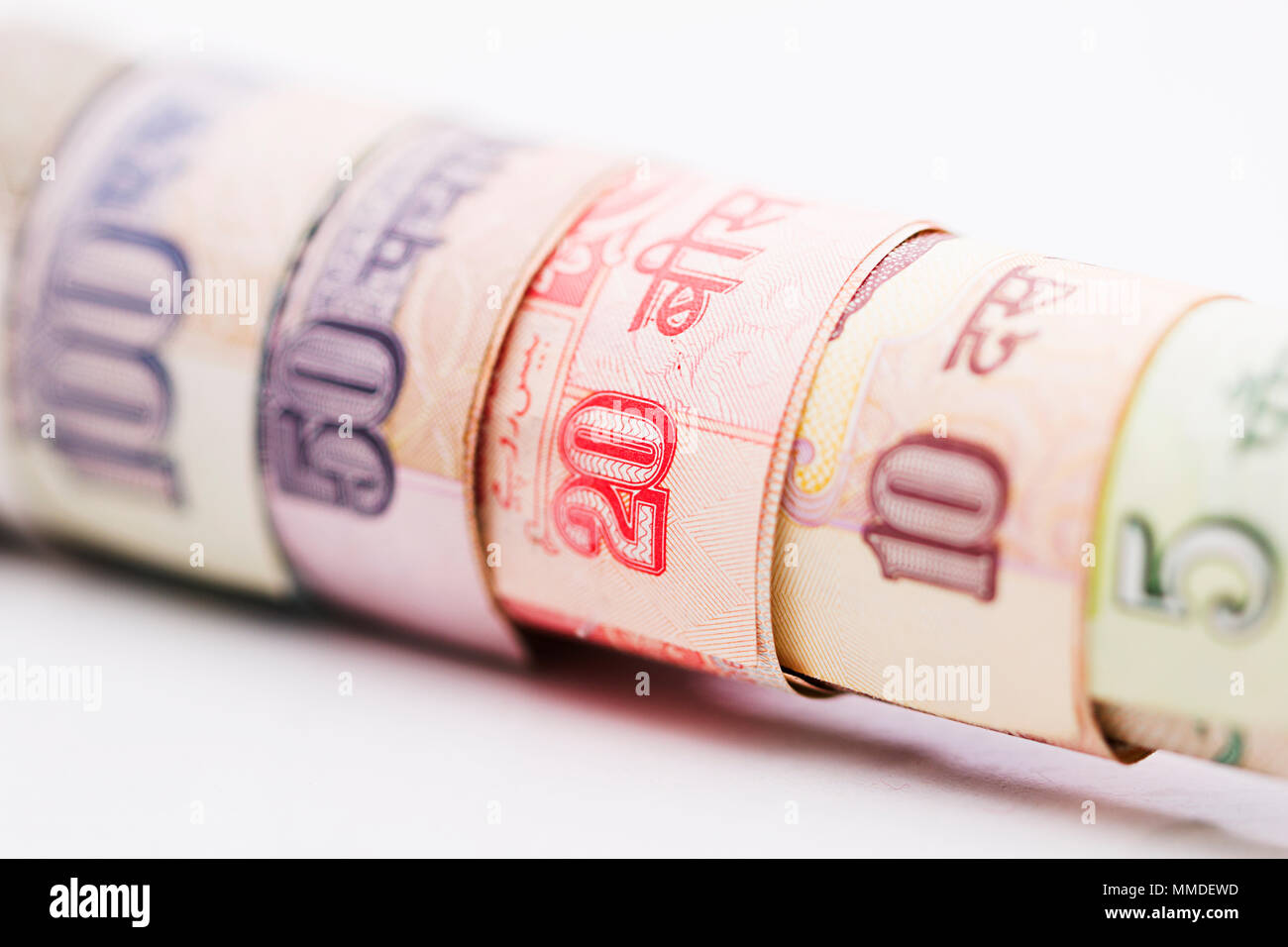 Close-Up Arranging Stack Indian Currency Variation Rupee Banknotes ...