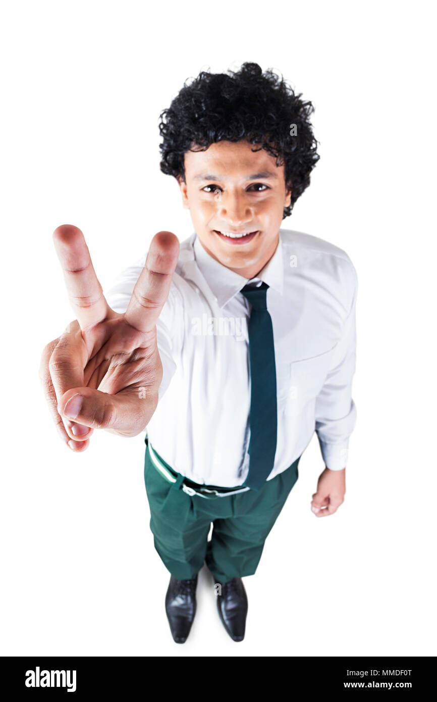 Boy giving v sign hi-res stock photography and images - Alamy