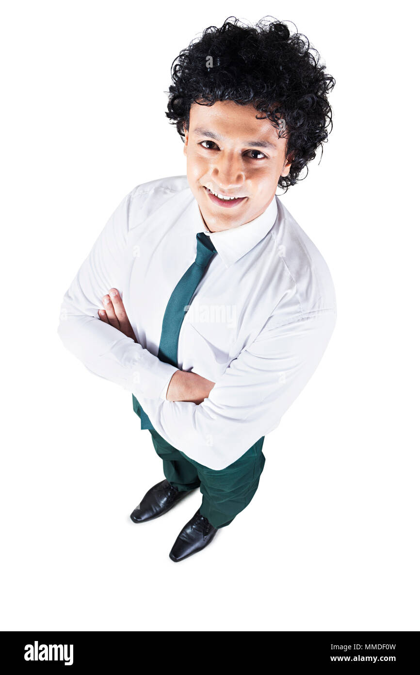 One Young Boy School Student Crossed Arms Standing White Background ...