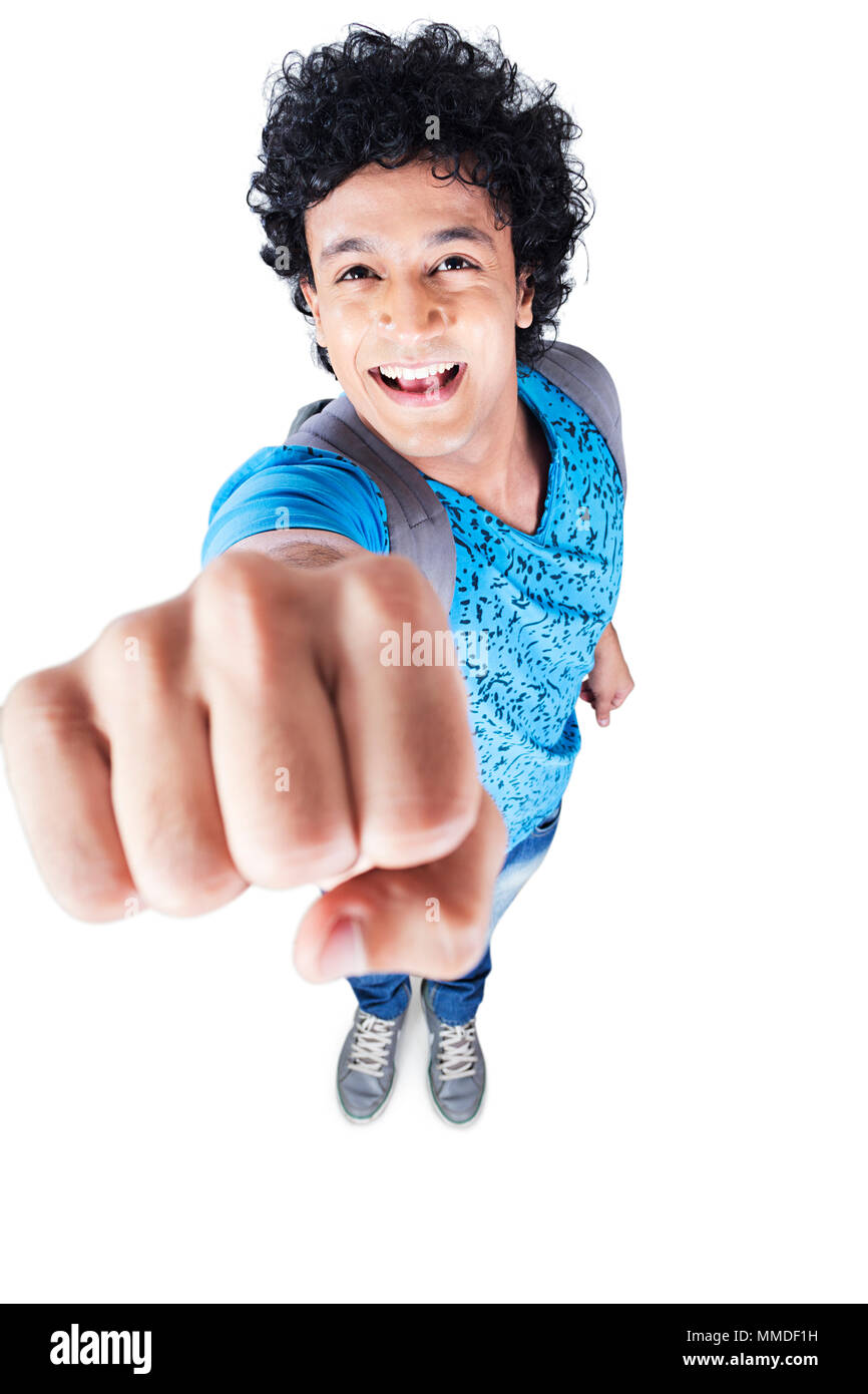 One College Boy Flying in Superman pose Fun Cheerful Full-Length Stock ...