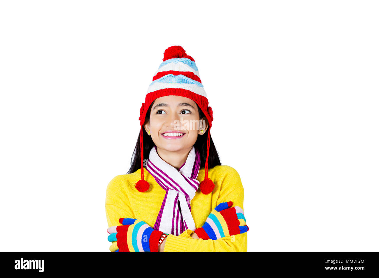 One Young Girl Wearing Winter Clothes Sweater And Shivering feeling ...