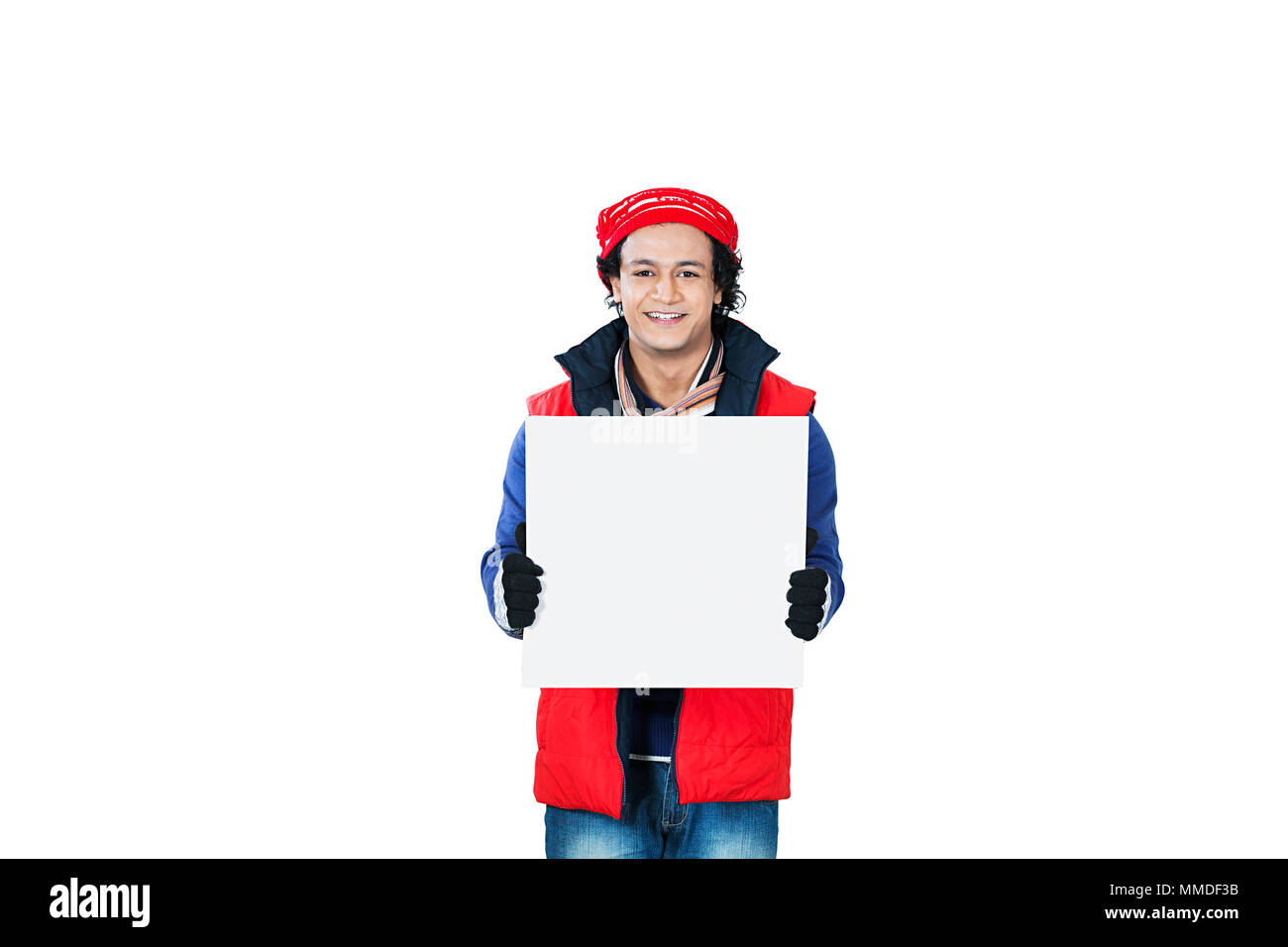 Indian young man showing blank hi-res stock photography and images - Alamy
