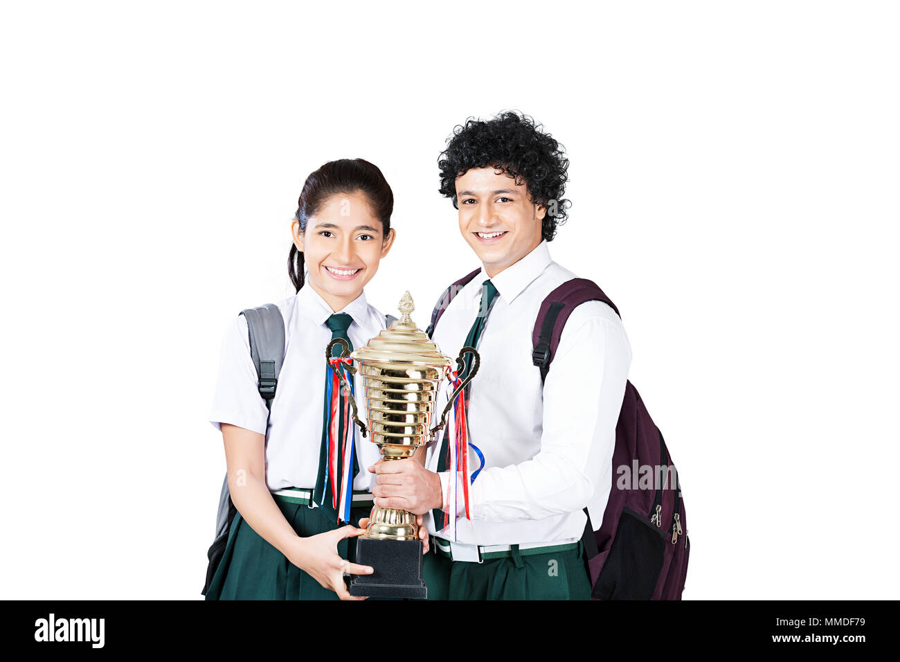 Girl student s friend victory trophy success education hi-res stock ...