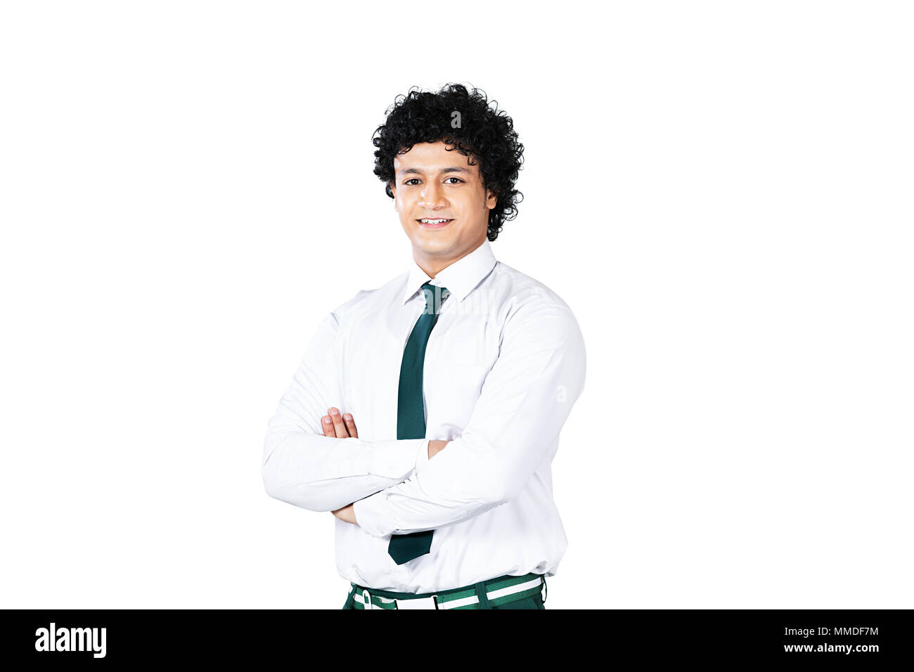 One High School Boy Student Crossed Arms Standing Studio Shot Stock ...
