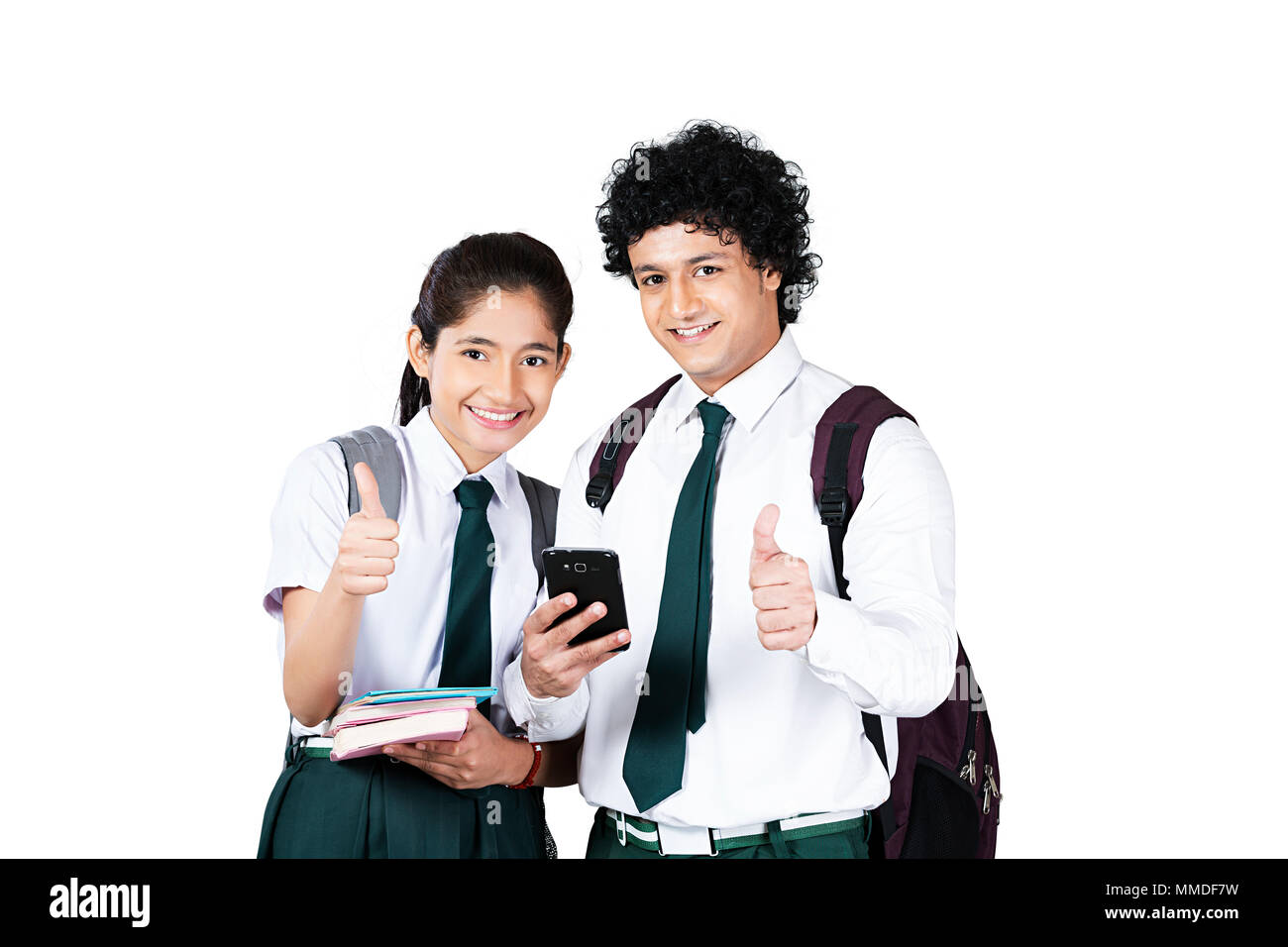 Two High School Students Friend Send Text-Messaging Smartphone Showing ...