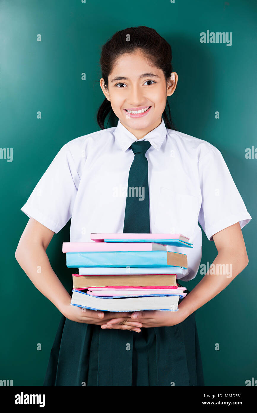 One High School Girl Student Holding Books Study Education Class Stock ...