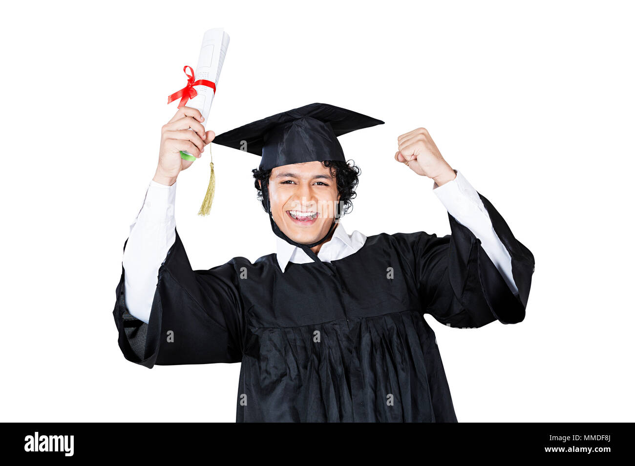 Happy Graduation Student man Showing Degree Certificate Success ...