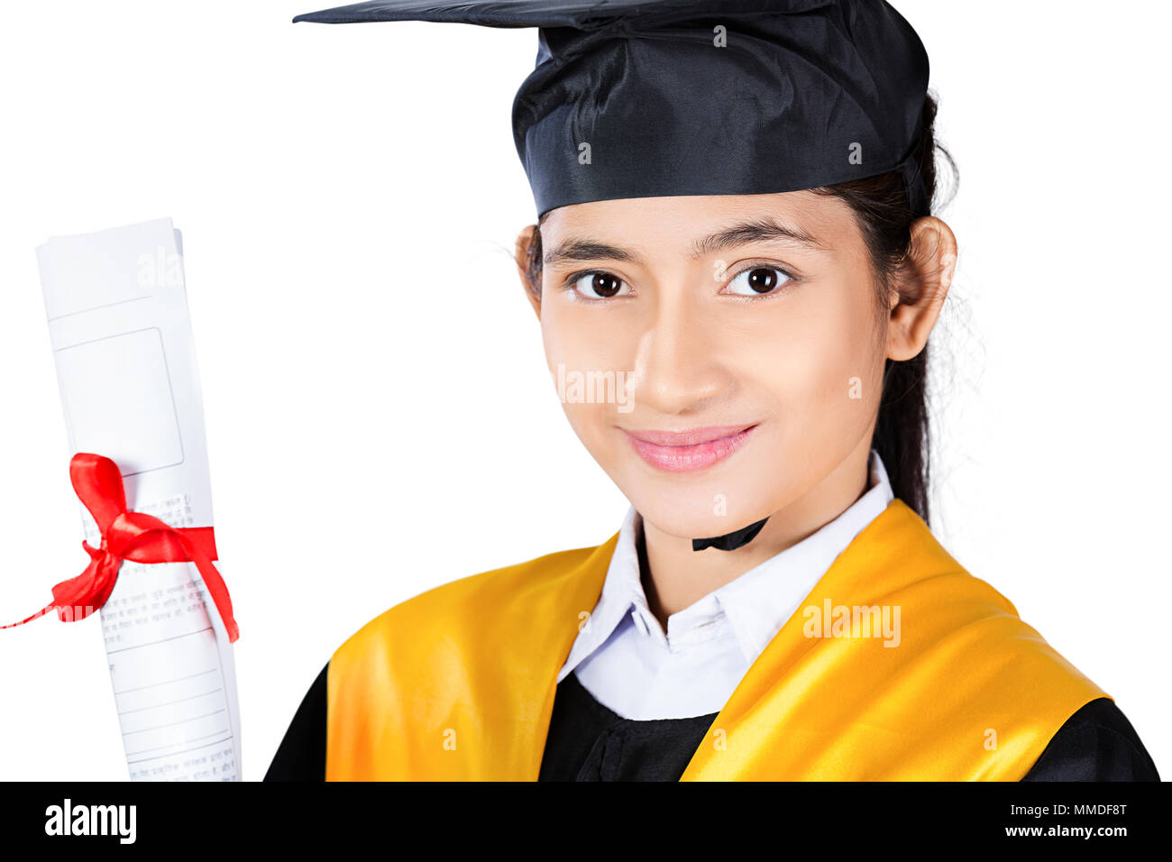 Close-Up One Teenage Girl College Student Graduation Complete Holding ...