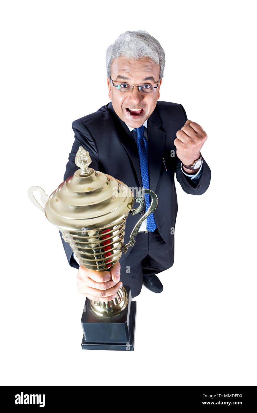 One Business male Showing Winning Trophy Shouting Success Celebration ...