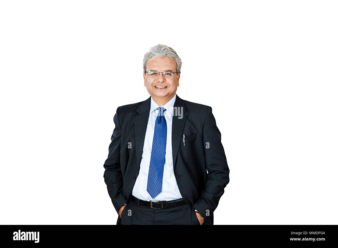 One Old Business Man Manager Hands-In-Pockets Standing Posing Studio ...