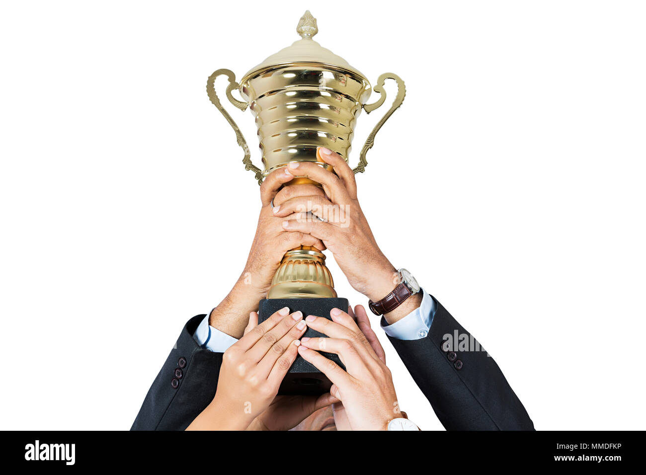Woman holding up a trophy hi-res stock photography and images - Alamy