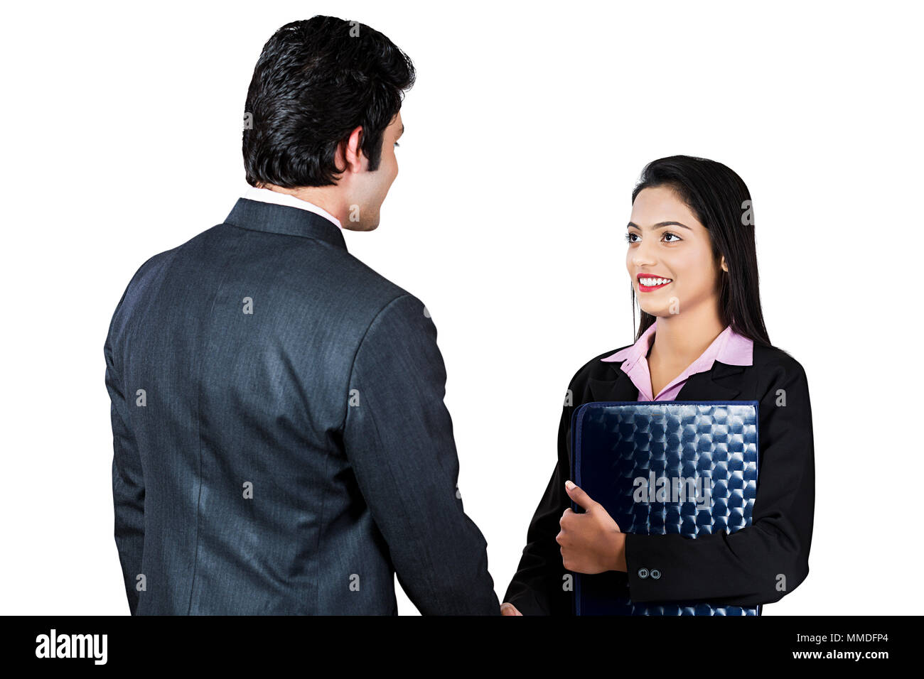 Standing smiling greeting face to face authority communication hi-res ...