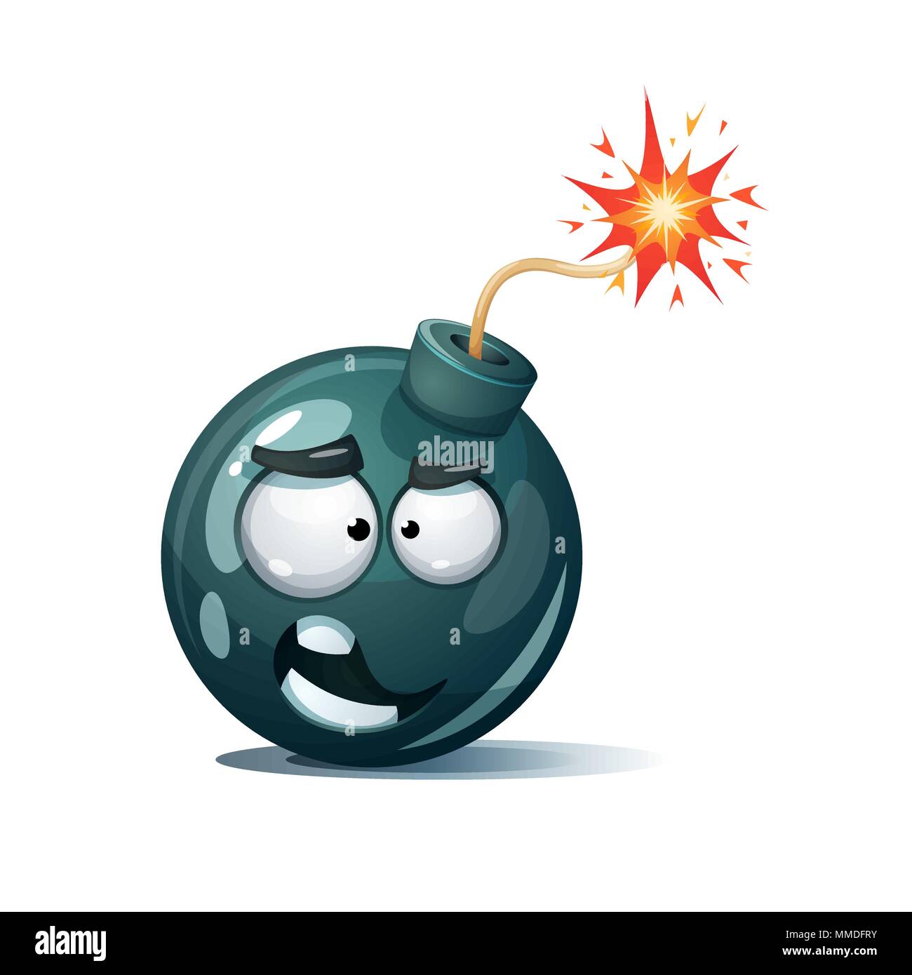 Cartoon bomb, fuse, wick, spark icon. Funny smiley Stock Vector Image ...